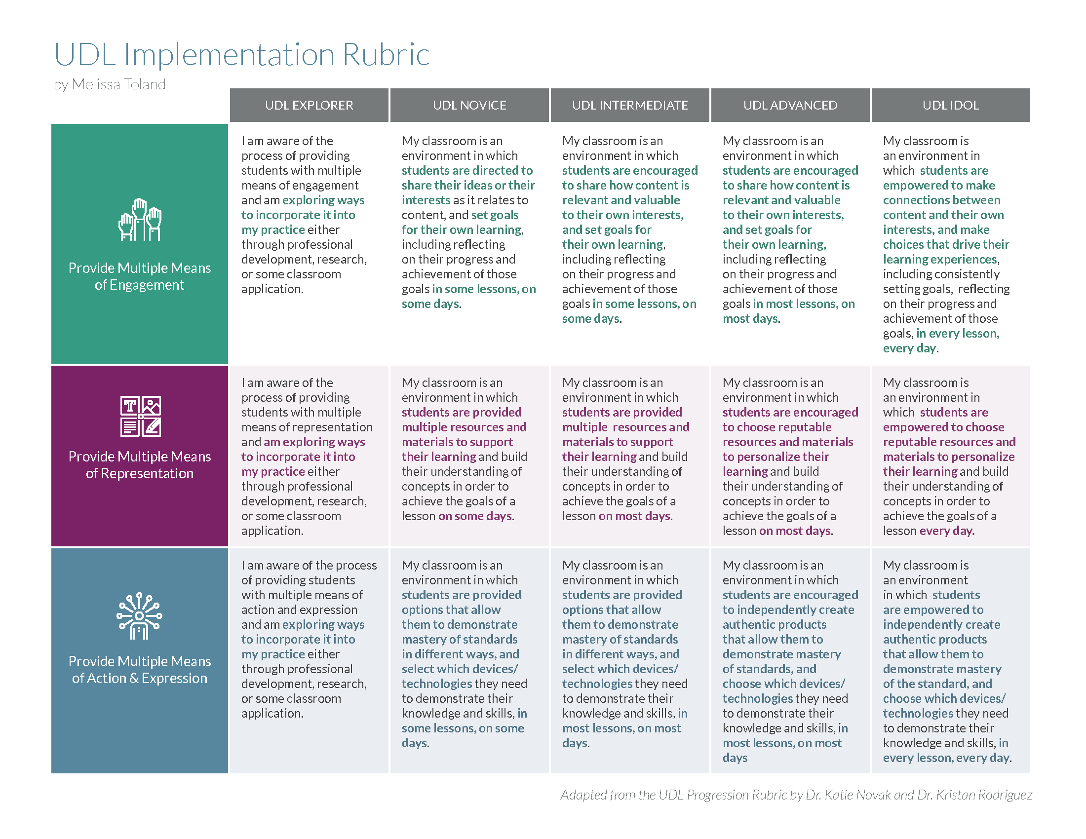 UDL Implementation Rubric